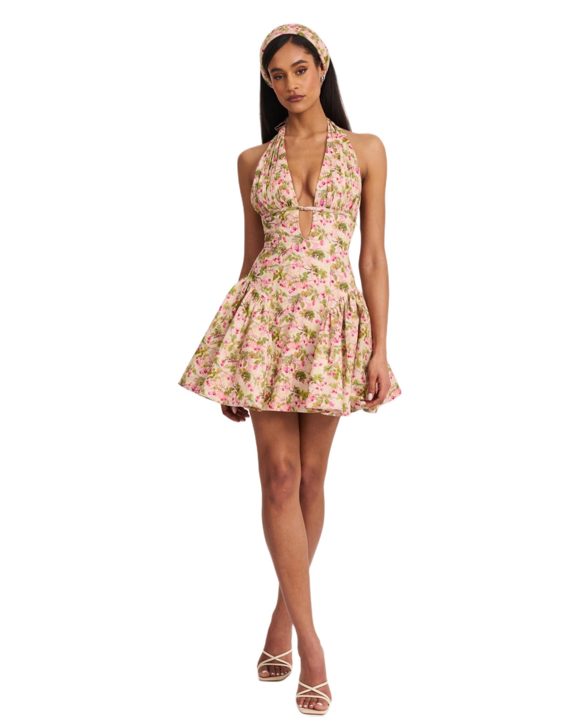 MISS CIRCLE Mackenzie Floral Print Halter Mini Dress